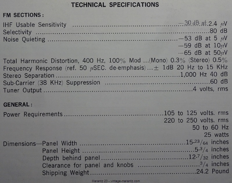 Marantz 23 Specifications