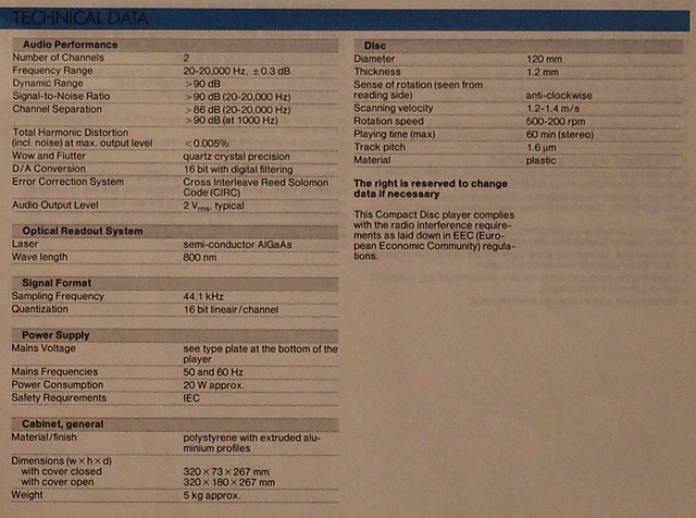 Marantz CD-63B Specifications